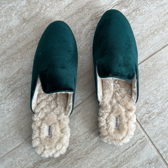 Birdies | Shoes | Birdies Phoebe Faux Fur Velvet Mule Slide Emerald ...